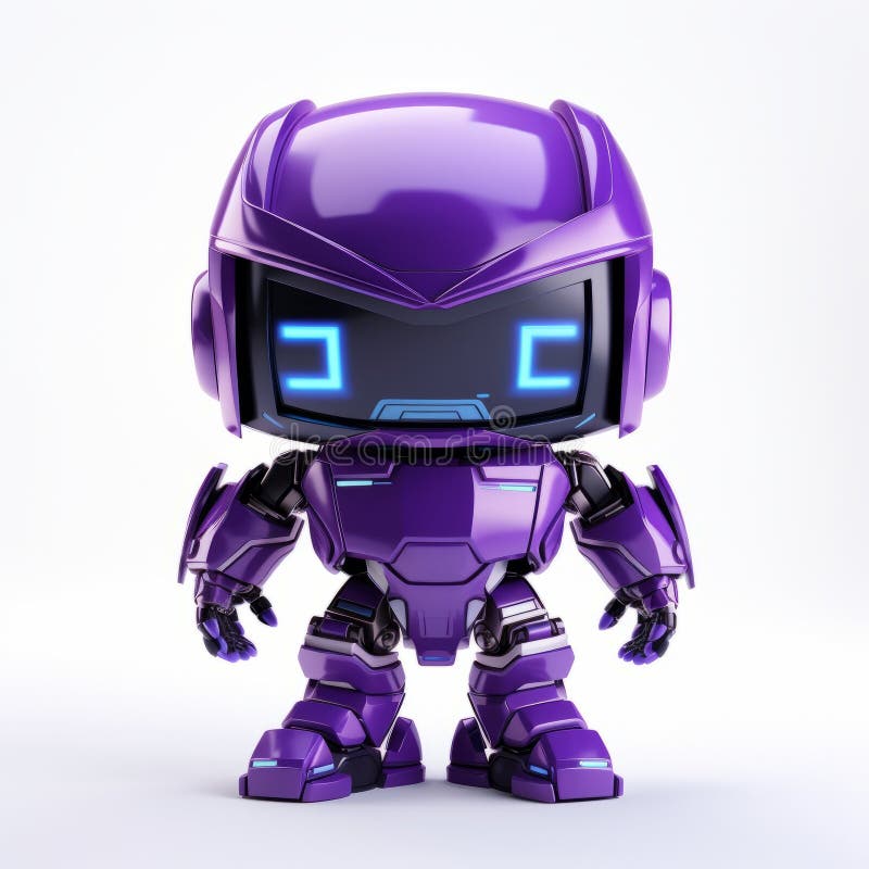 Eye-catching Purple Robot Figurine with Technological Design Stock ...