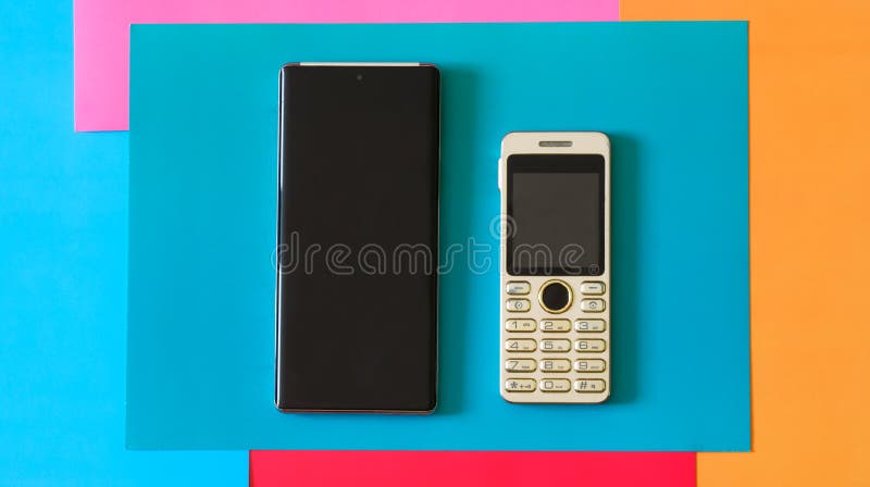 Small Push-button Mobile Phone Compared To a Modern Smartphone ...