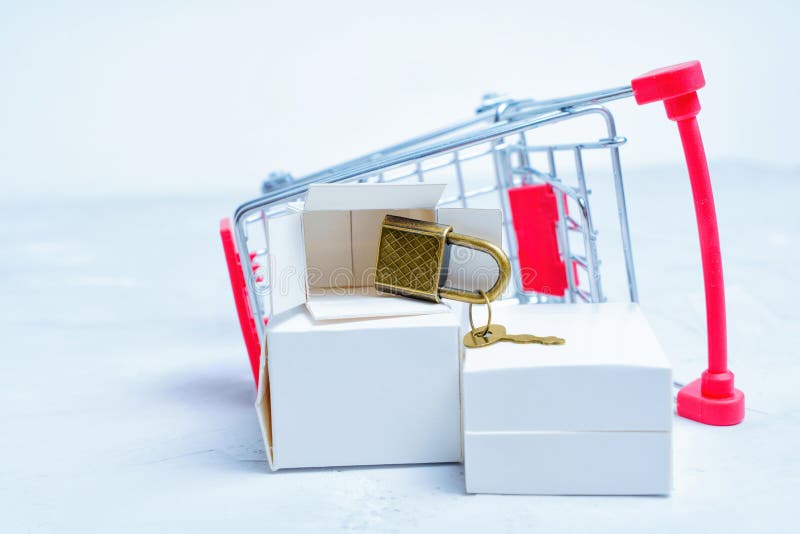 Small Push Cart with Delivery Boxes and Padlock Stock Image - Image of ...