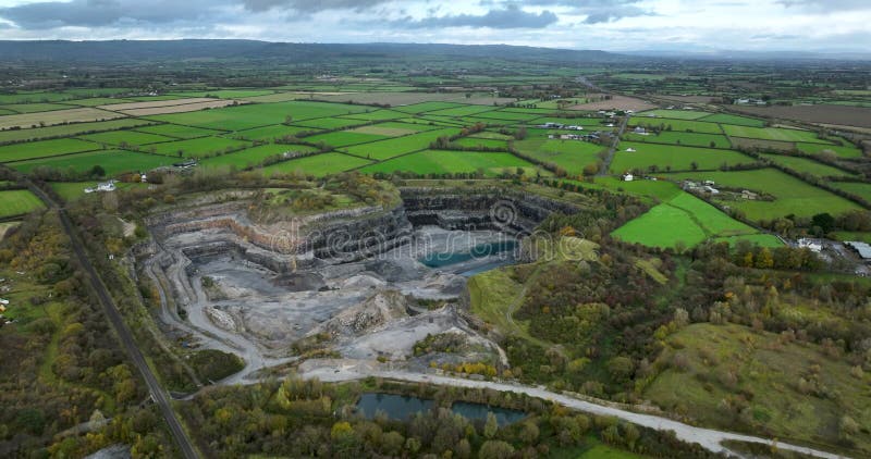 Large Quarry in the Middle of a Field Mining of Construction Materials ...