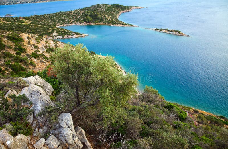 Small quiet bay stock image. Image of greek, bush, magnificent - 11876883