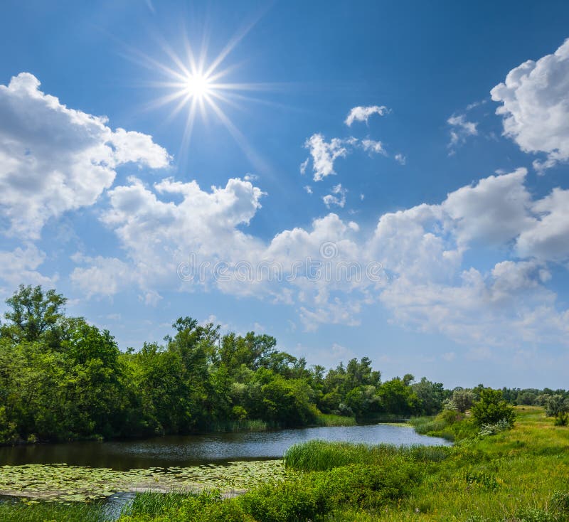 Small Quiet Summer River Scene Stock Photo - Image of blue, reservoir ...