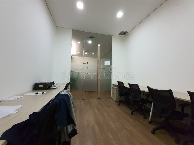 Small and Quite Office with Wood Floor in Jakarta. Stock Photo - Image ...
