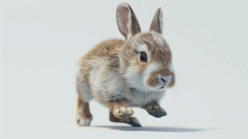 A Small Rabbit Running on a White Surface, Suitable for Various ...