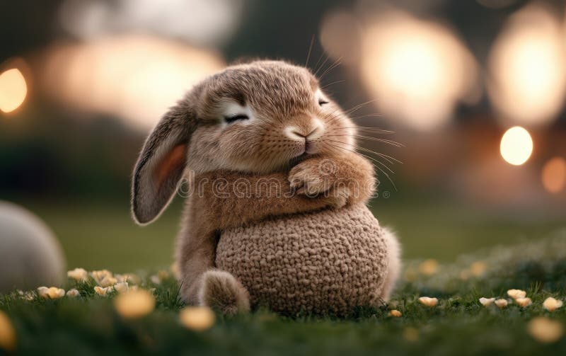 Small Rabbit Sits Peacefully Grass Embodying Spirit Easter Stock Photos ...