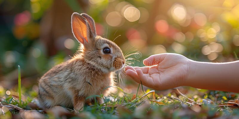 Small Rabbit Sitting on Lush Green Field Stock Illustration ...