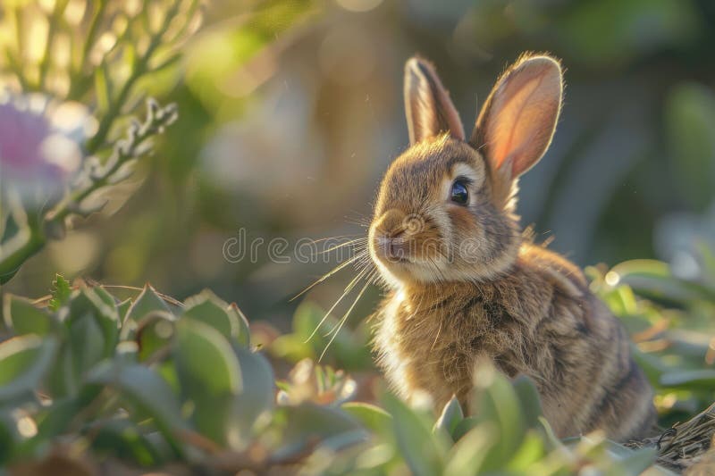 A Small Rabbit Sitting in the Middle of a Bush. Suitable for Nature ...