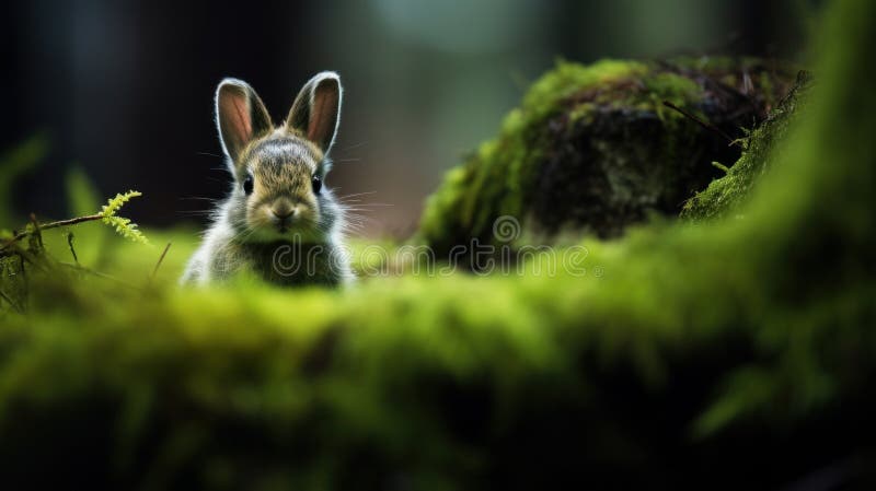 Small Rabbit Sitting Middle Forest Stock Photos - Free & Royalty-Free ...