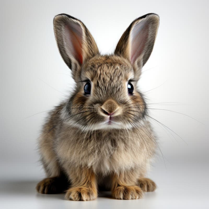 A Small Rabbit Sitting on a White Surface Stock Image - Image of animal ...