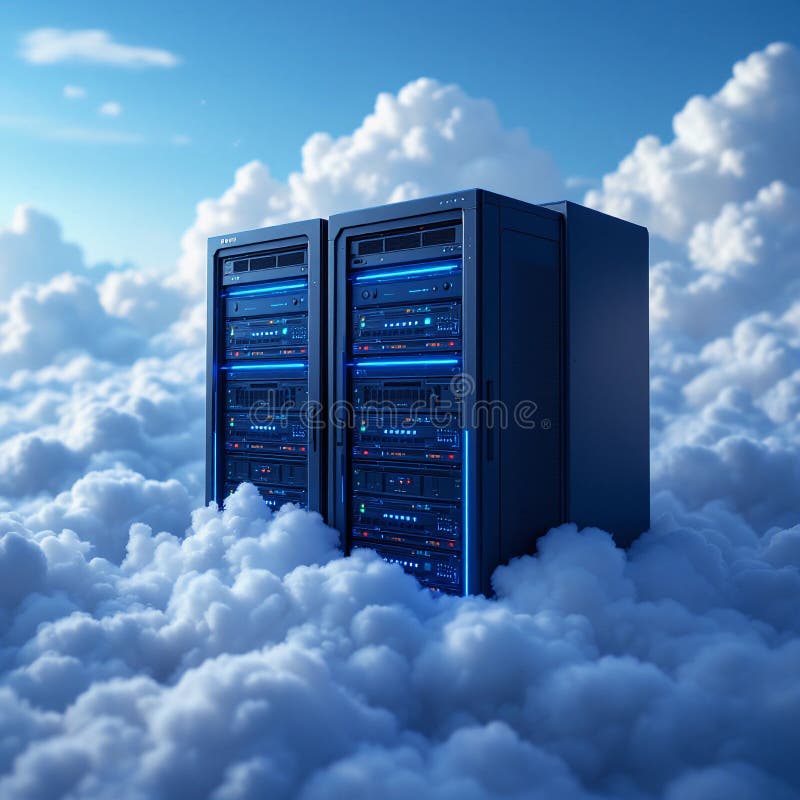 Small Rack of Servers on Real Clouds - Cloud Computing, Data Center, it Infrastructure ...