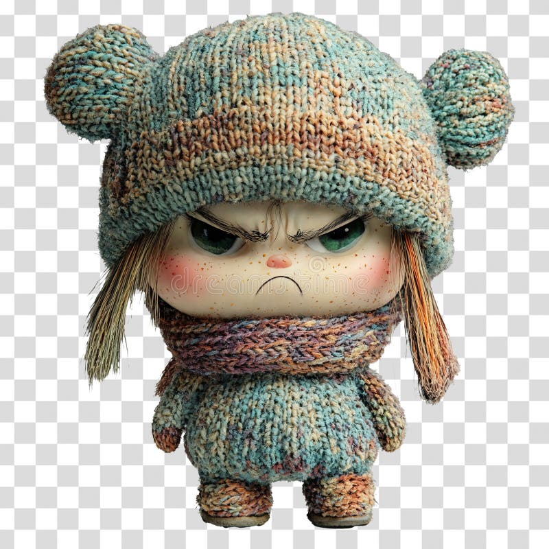 A Small Rag Doll Standing with Her Arms Crossed and a Frown on Her Face ...