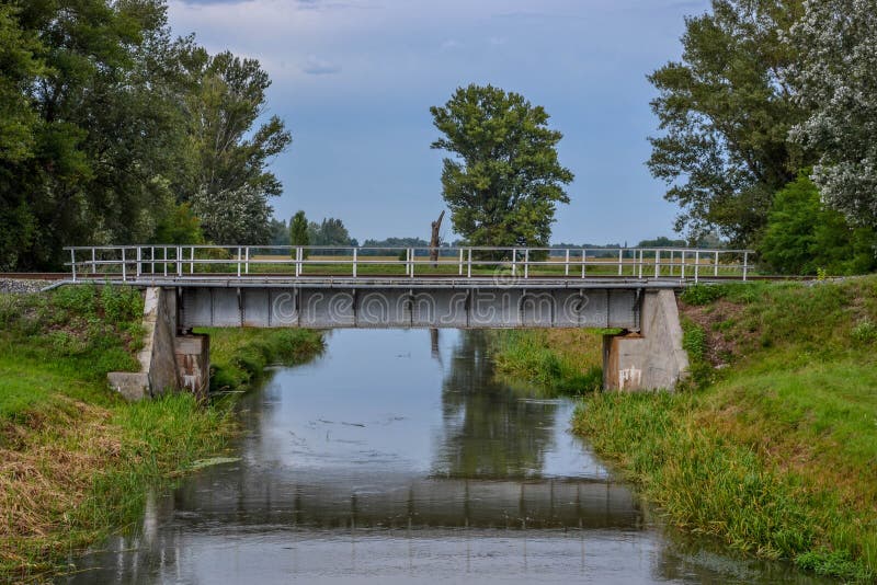 An Old Small Bridge Over The Railroad Stock Image - Image of country ...
