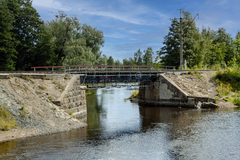 A Small Railway Bridge Over the River. Stock Image - Image of train ...