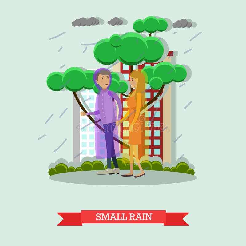 Small Rain Concept Vector Illustration in Flat Style Stock Vector ...