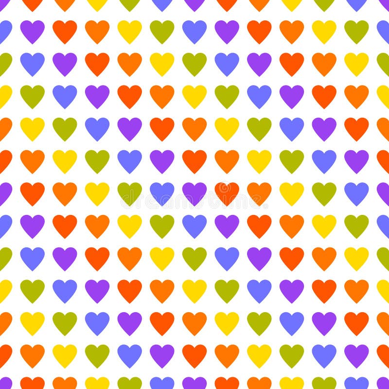 Small Rainbow Colour Heart. Pride Seamless Pattern Stock Vector ...