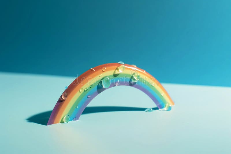 Small Rainbow Object with Water Drops. Generative AI Stock Illustration ...