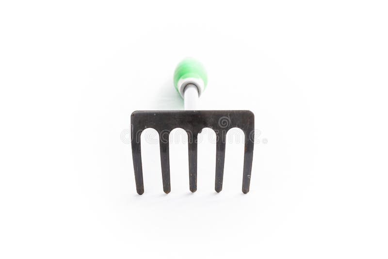 Small Rake Gardening 5 Teeth with Green Handle Stock Image - Image of ...