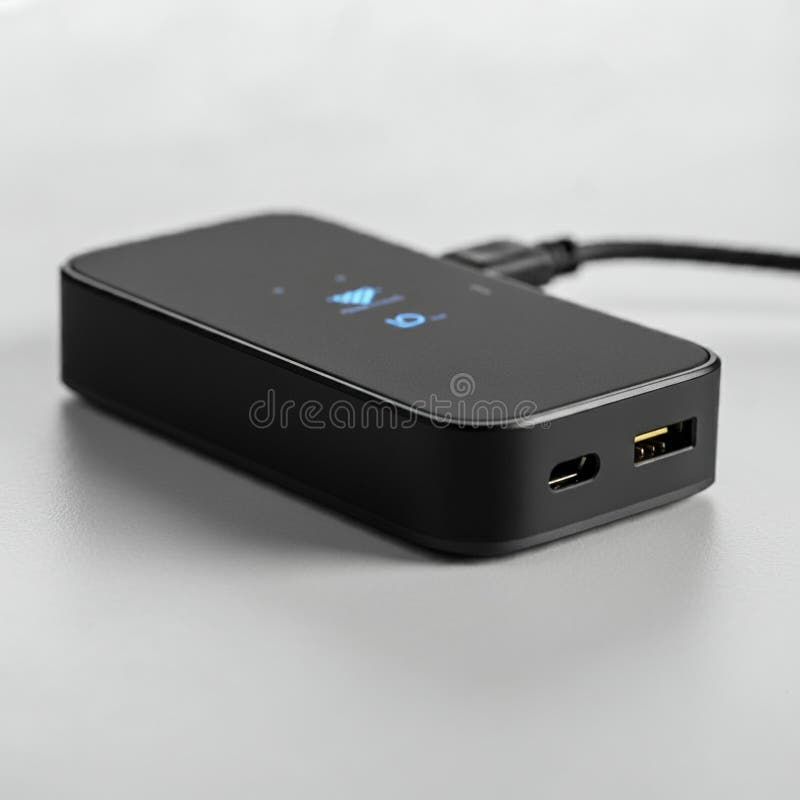 A Small, Rectangular Black Electronic Device Featuring Visible LED ...