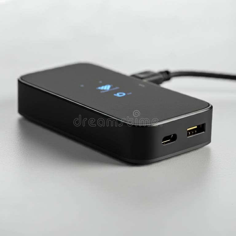 A Small, Rectangular Black Electronic Device Featuring Visible LED ...