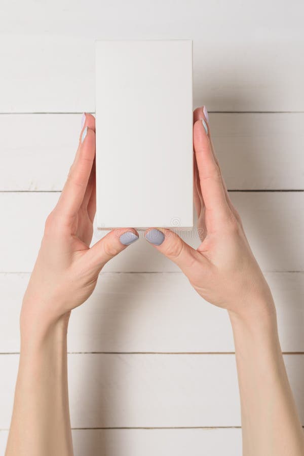 Small Rectangular Box in Female Hands. Top View Stock Photo - Image of ...