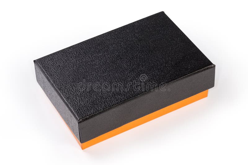Small Rectangular Cardboard Box Orange Color Closed with Black Lid ...