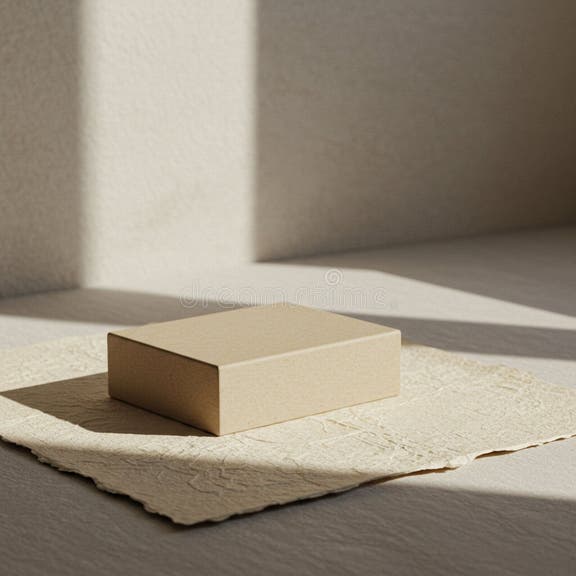 A Small, Rectangular Cardboard Box is Placed on a Textured, Cream ...