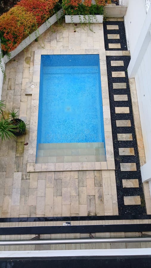 Modern Poolside Serenity: Small Rectangular Swimming Pool Stock Image ...