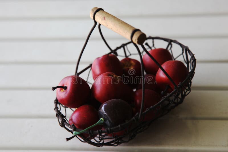 Small Red Apples in a Basket Stock Photo - Image of shape, basket: 91674462