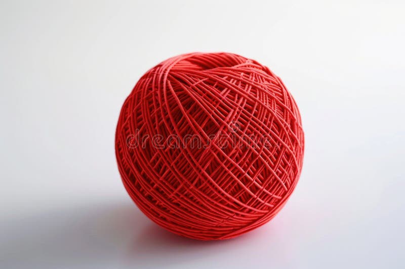 A Small Red Ball of Yarn Sits on a White Background, Ideal for Use in ...