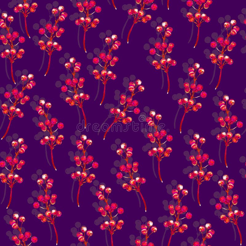 Small Red Berries, Hand Painted Watercolor Illustration, Seamless ...