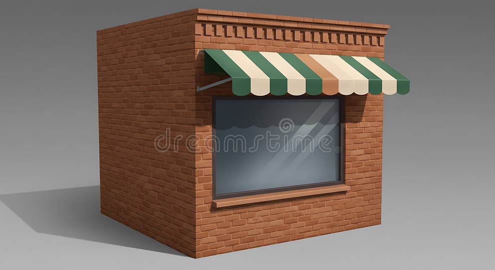 A Small Red Brick Structure Features a Storefront Window. Above it, a ...