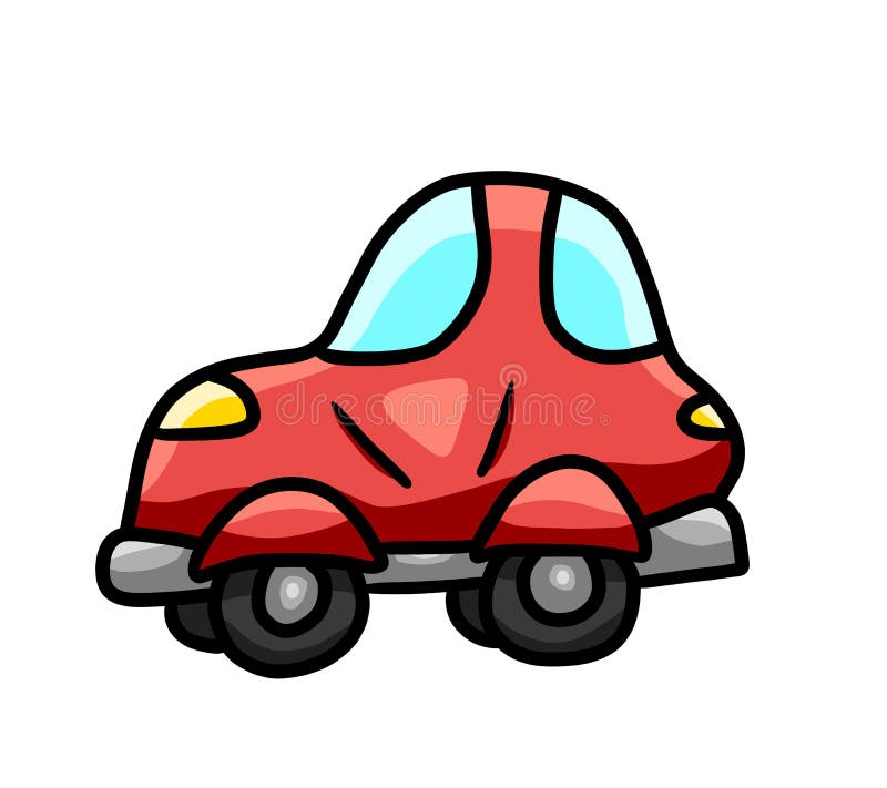 Small Red Cartoon Toy Car stock illustration. Illustration of transport ...