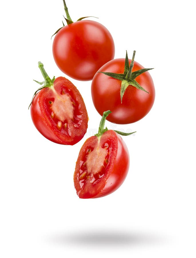Small red cherry tomatoes stock photo. Image of leaf - 275337344