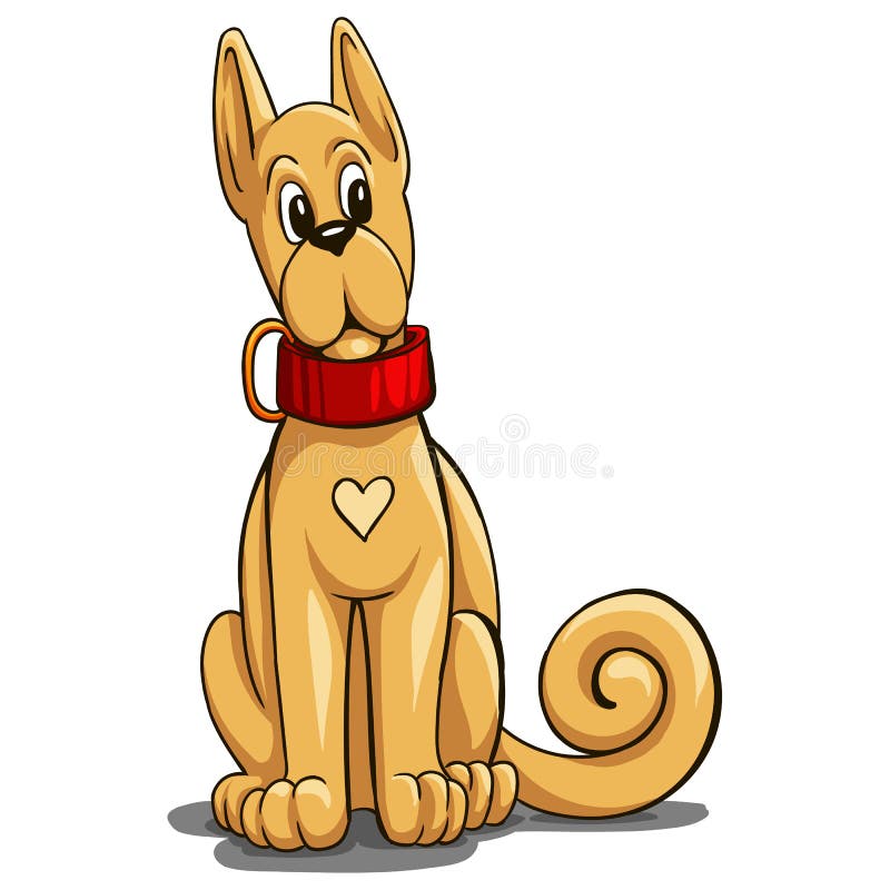 Small Red Dog with a Red Collar in a Cartoon Style Stock Vector ...