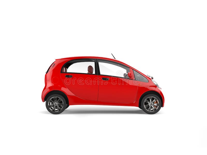 Small Red Electric Modern Car - Side View Stock Illustration ...