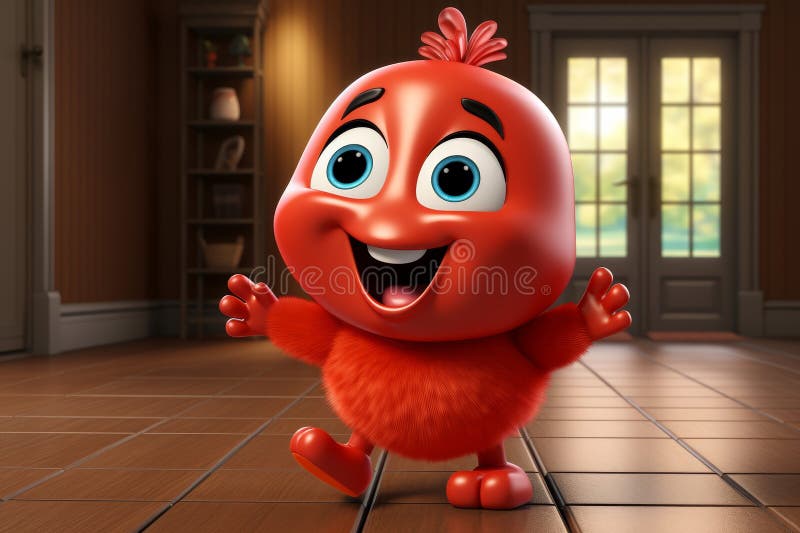 Small Red Feathered Creature Isolated on White Background Stock Image ...