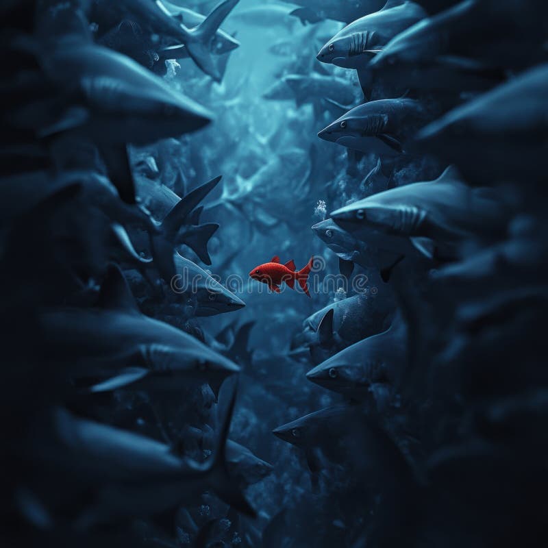 Small Red Fish Swimming Sharks Deep Ocean Stock Photos - Free & Royalty ...
