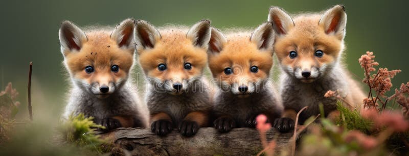 Small Red Fox Cubs Exploring Their Natural Environment, Their Innocent ...