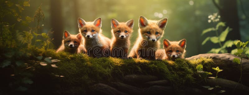 Small Red Fox Cubs Exploring Their Natural Environment, Their Innocent ...
