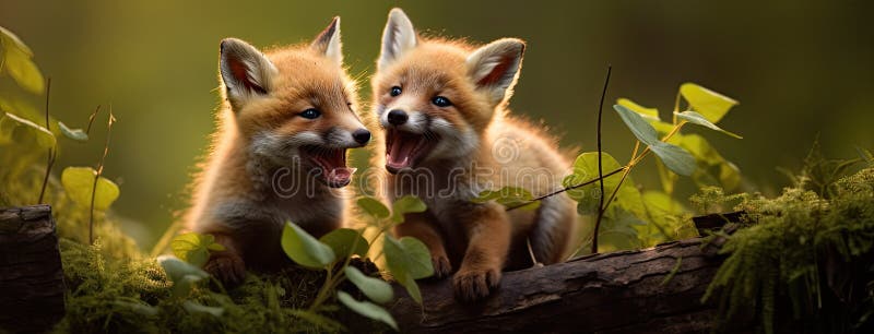 Small Red Fox Cubs Exploring Their Natural Environment, Their Innocent ...
