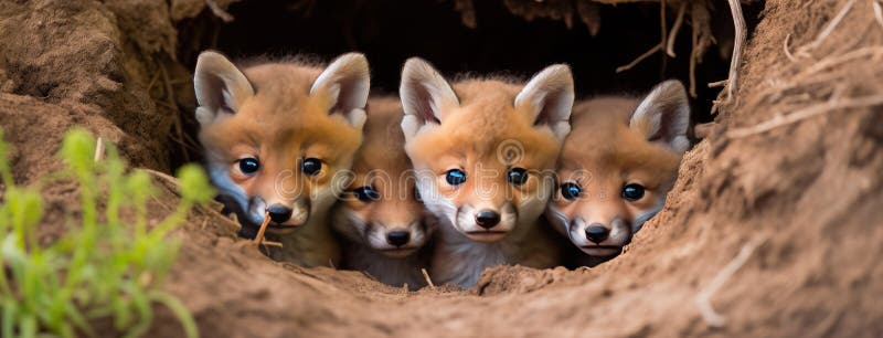Small Red Fox Cubs Exploring Their Natural Environment, Their Innocent ...
