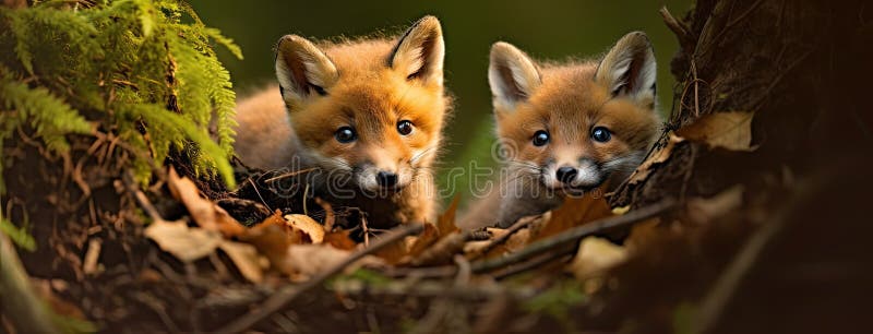 Small Red Fox Cubs Exploring Their Natural Environment, Their Innocent ...
