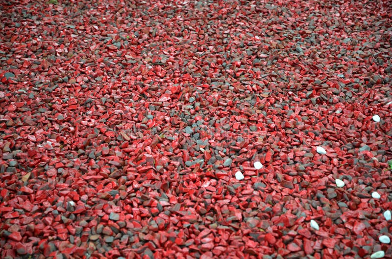 Small Red Gravel Pebble Floor Texture, Perspective. Stock Image - Image ...