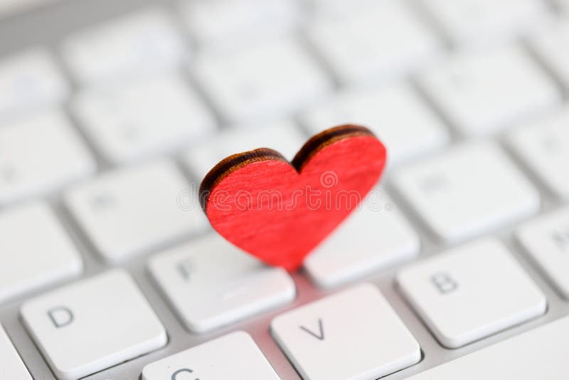 Small Red Heart on Computer Keyboard Closeup Stock Image - Image of ...