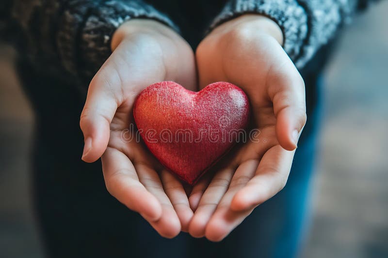 Small Red Heart Held Gently in Cupped Hands Stock Illustration ...