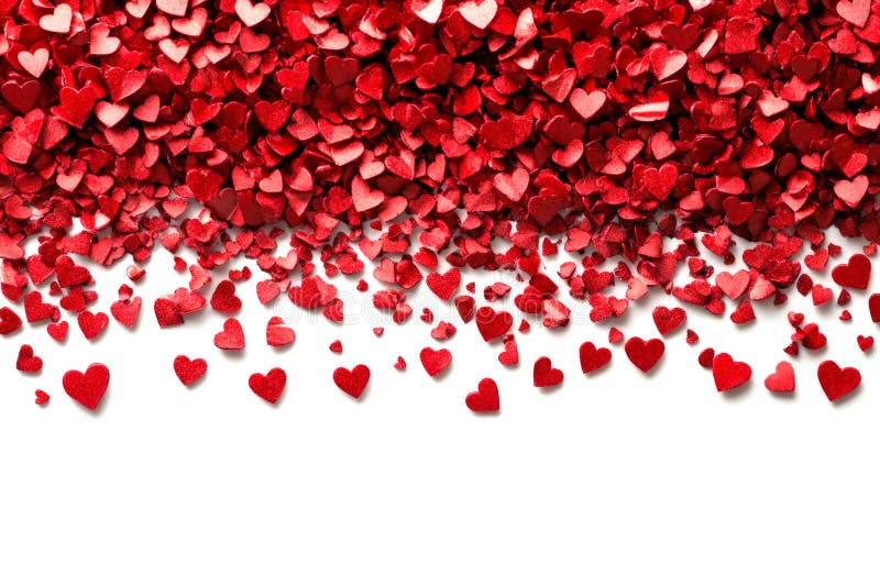 Small Red Hearts Falling on a White Background Creating a Romantic ...