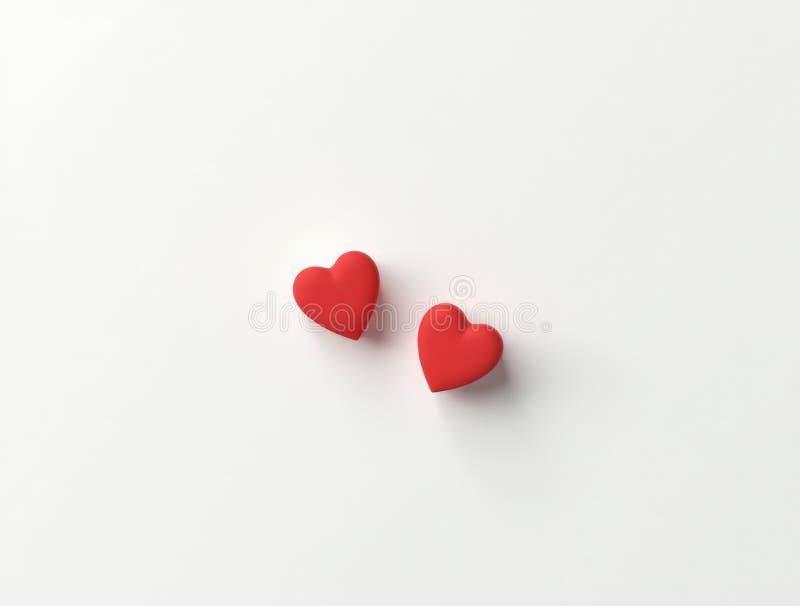 Small Red Hearts Placed Diagonally Apart on a Plain White Background ...