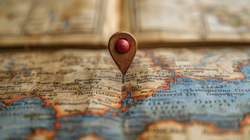 Small Red Marker on Map stock image. Image of travelogue - 314783235