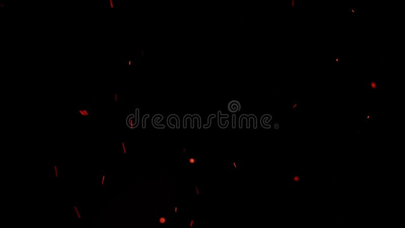 Small Red Particles Chaotically Moving Up on Black Background. Hot ...