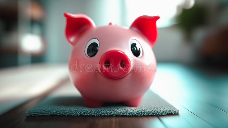 A Small Red Pig is Sitting on a Rug. the Pig Has a Smile on Its Face ...